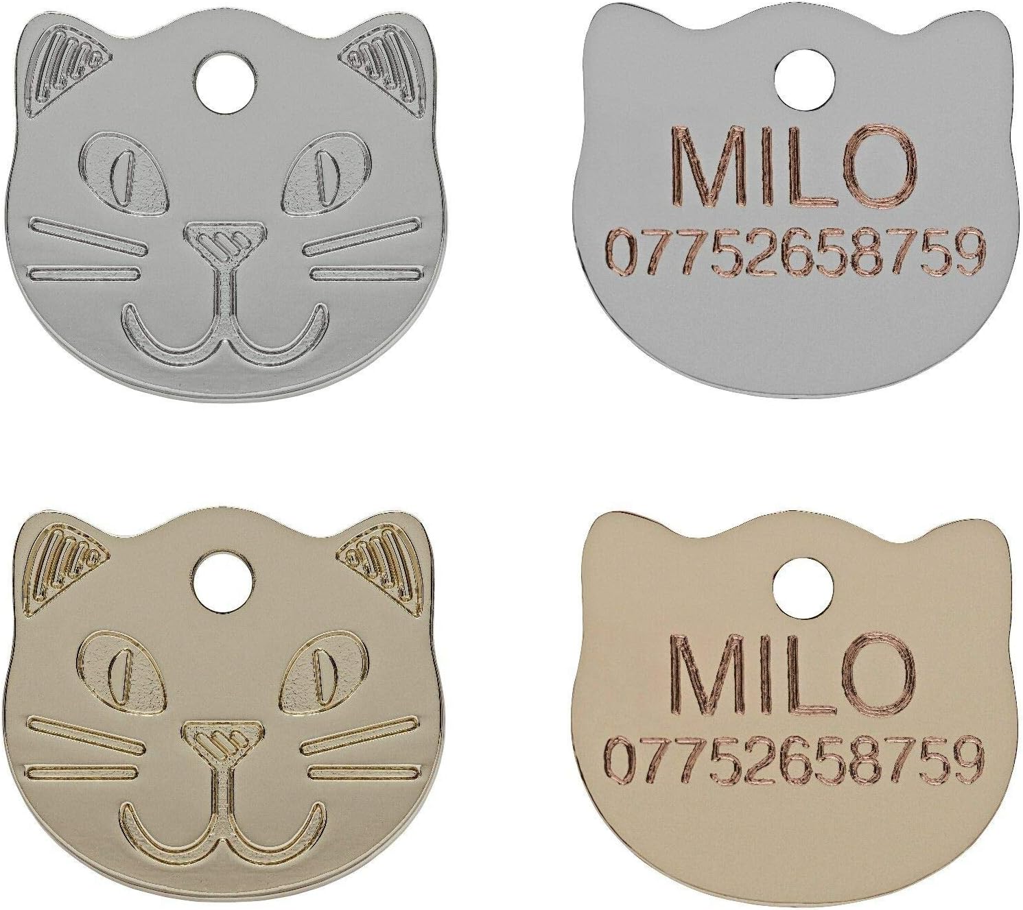 Cat Collar ID Tag, Pet Tags, 22mm Cat Face Design Engraved Free, Brass ...