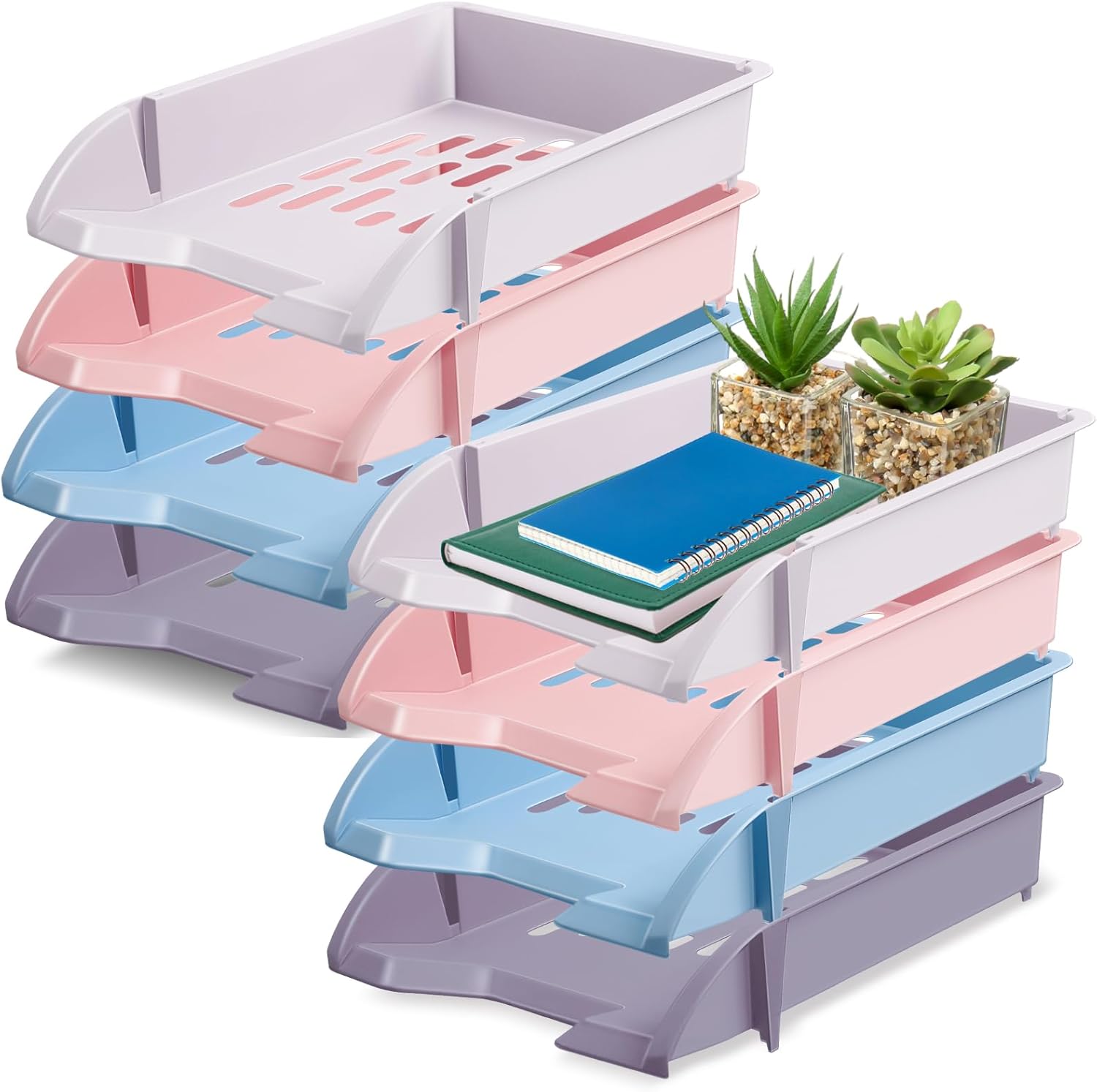 Amazon.com : ReliThick Stackable Paper Trays Organizer for Desk Letter ...