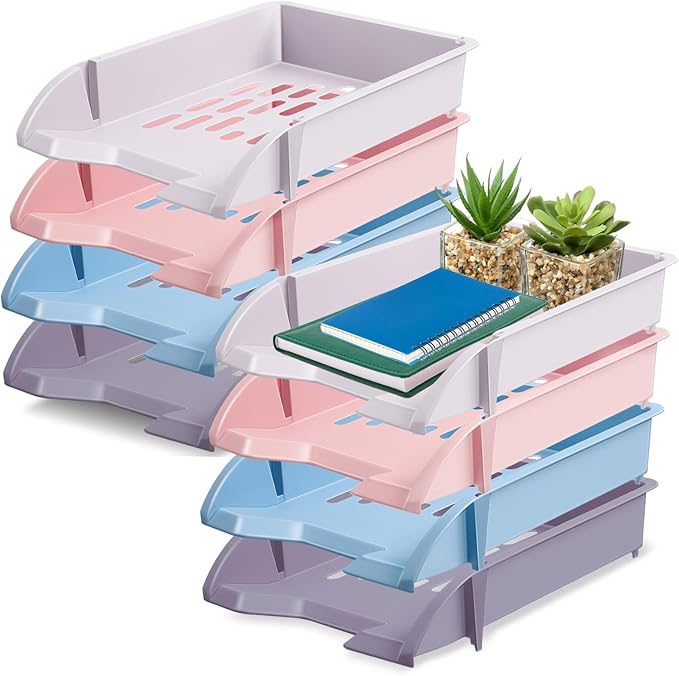 Amazon.com : ReliThick Stackable Paper Trays Organizer for Desk Letter ...