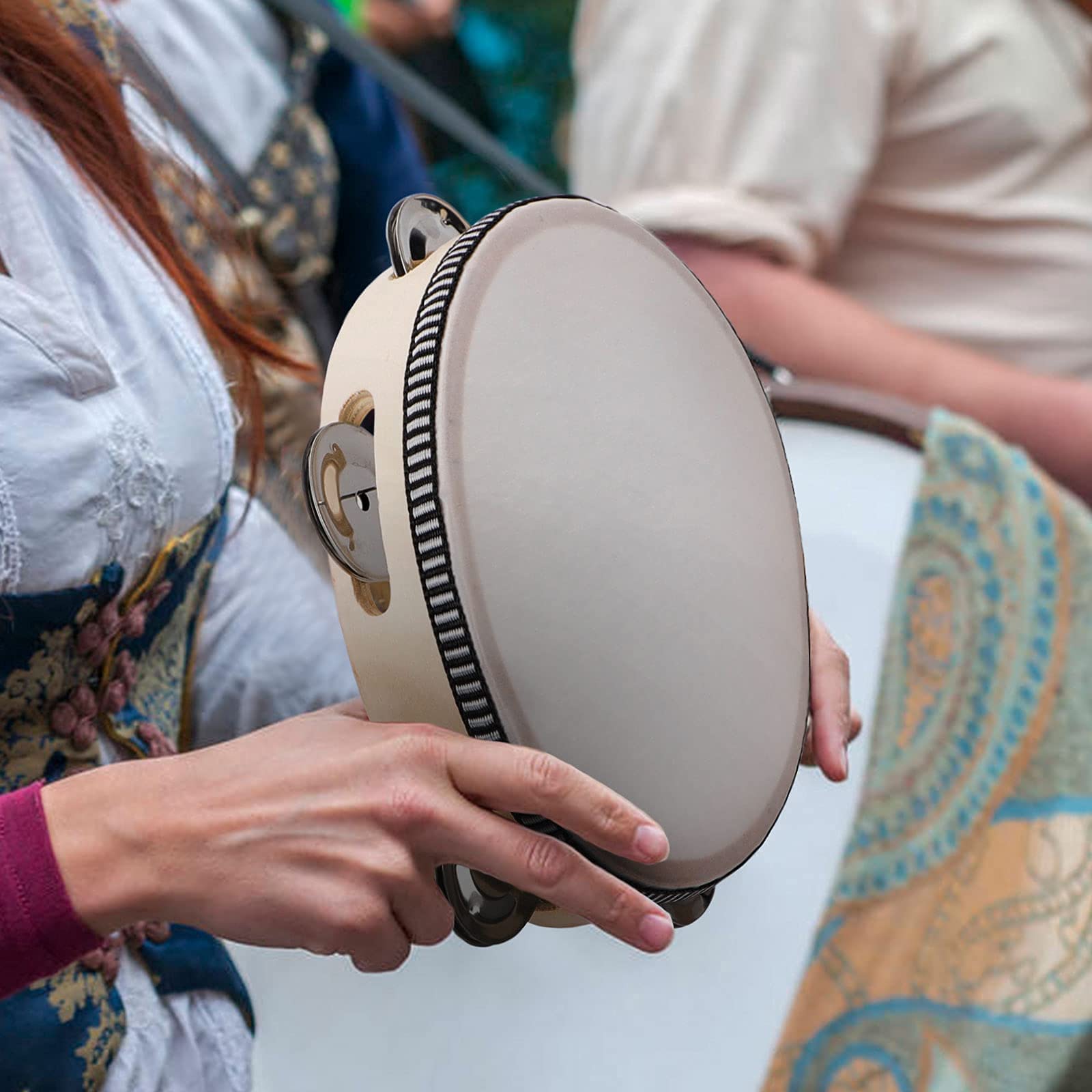 Snapklik.com : Dreokee Tambourines For Adults, 7 Inch Wooden Hand Held ...