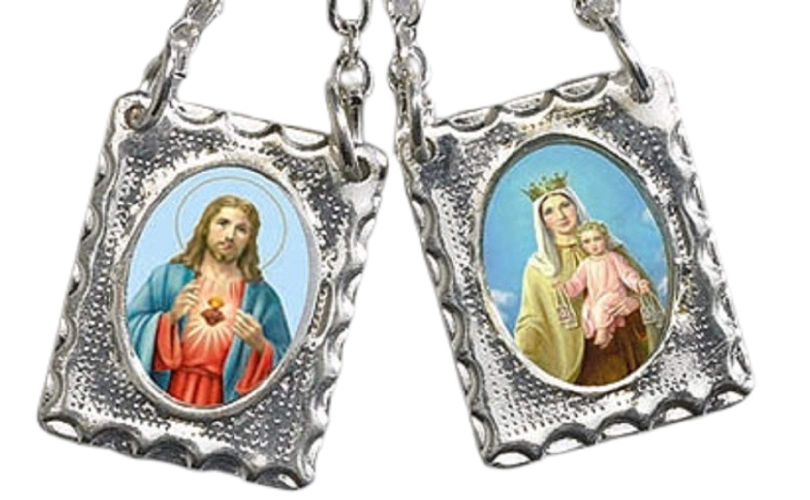Buy Metal Scapular 5/8 Inch Medal Sacred Heart of Jesus and Our Lady of ...