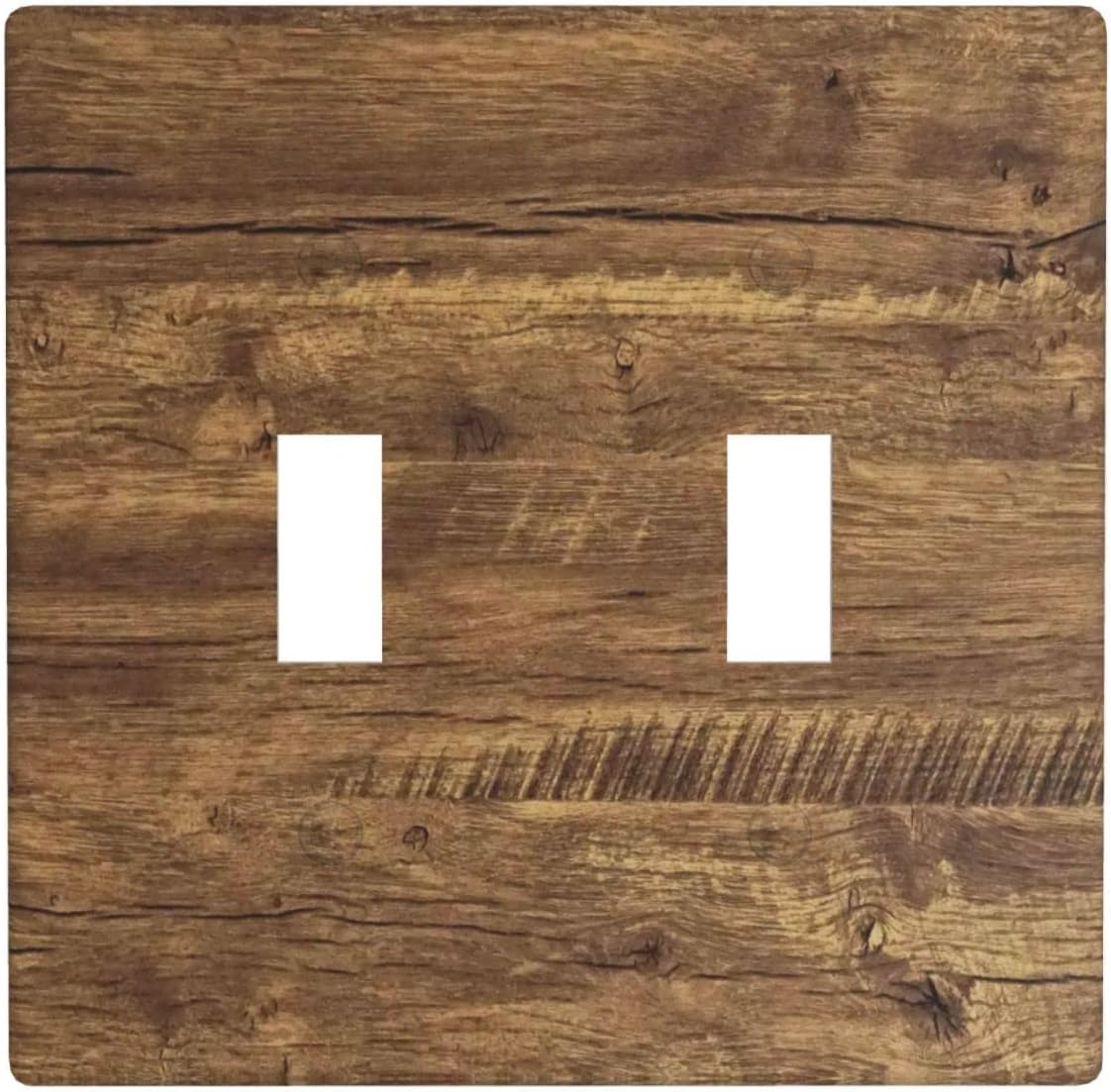 Rustic Farmhouse Brown Wood Print Light Switch Cover Plate Double ...