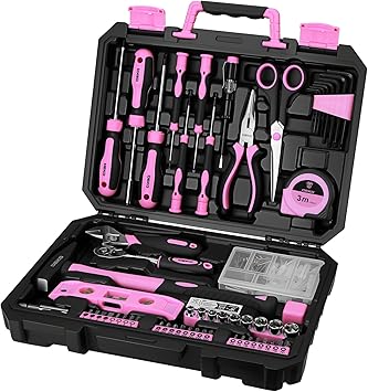 DEKO 138 Piece Pink Tool Kit Complete Home Tool Set with Claw Hammer ...