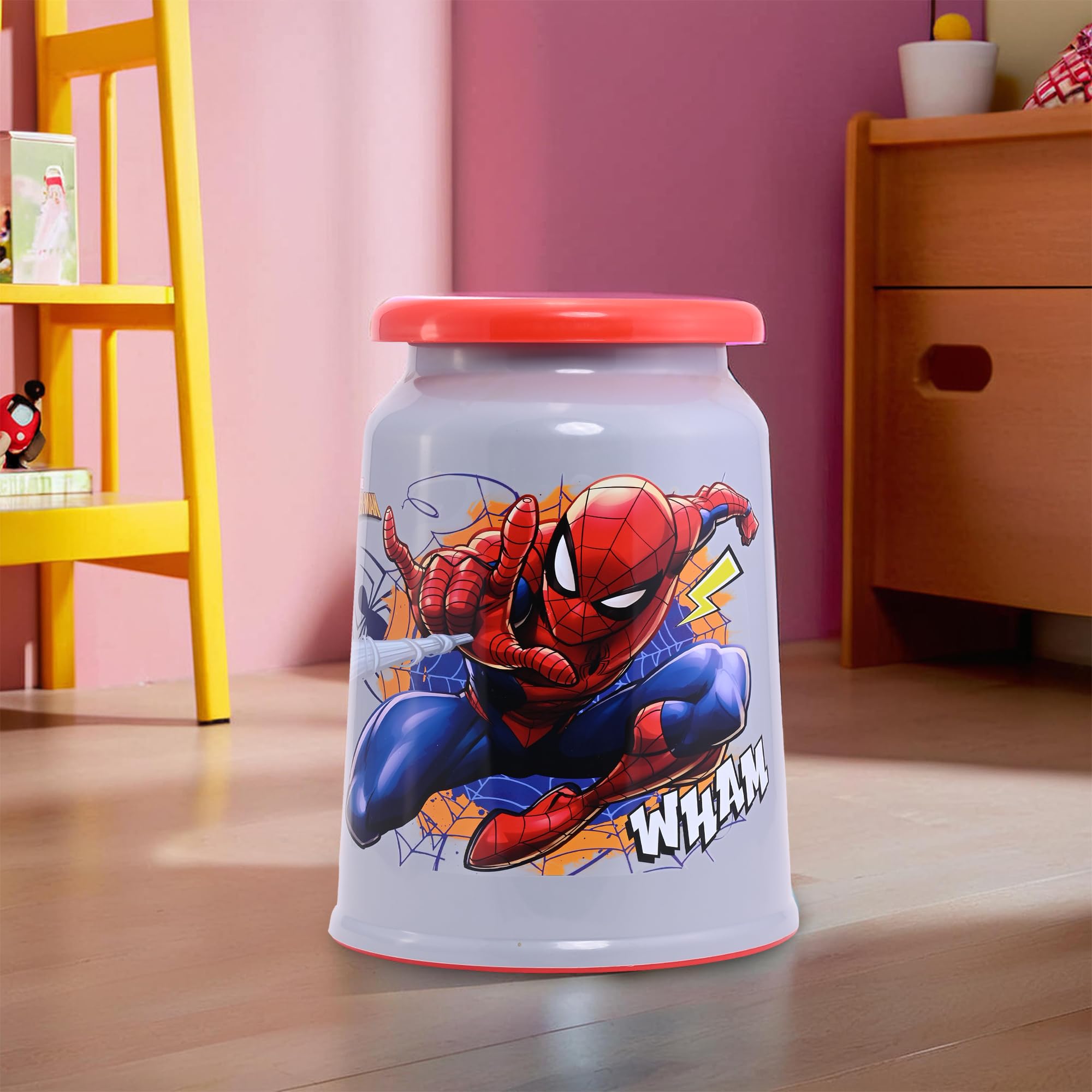 Kuber Industries Jumbo Size Marvel Spiderman Plastic Stool for Sitting ...