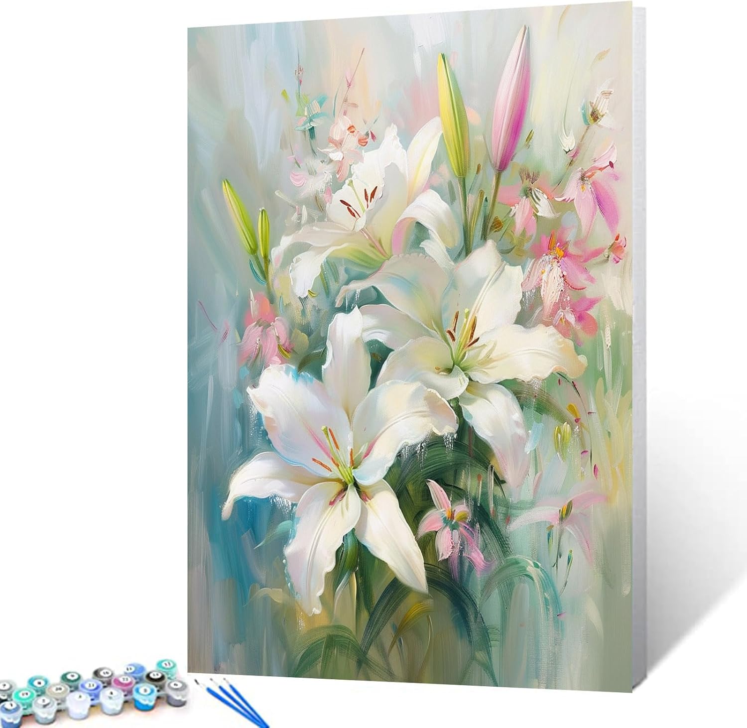 Amazon.com: Tucocoo White Lilies Paint by Numbers Kits 16x20 inch Canvas, Floral DIY Oil ...
