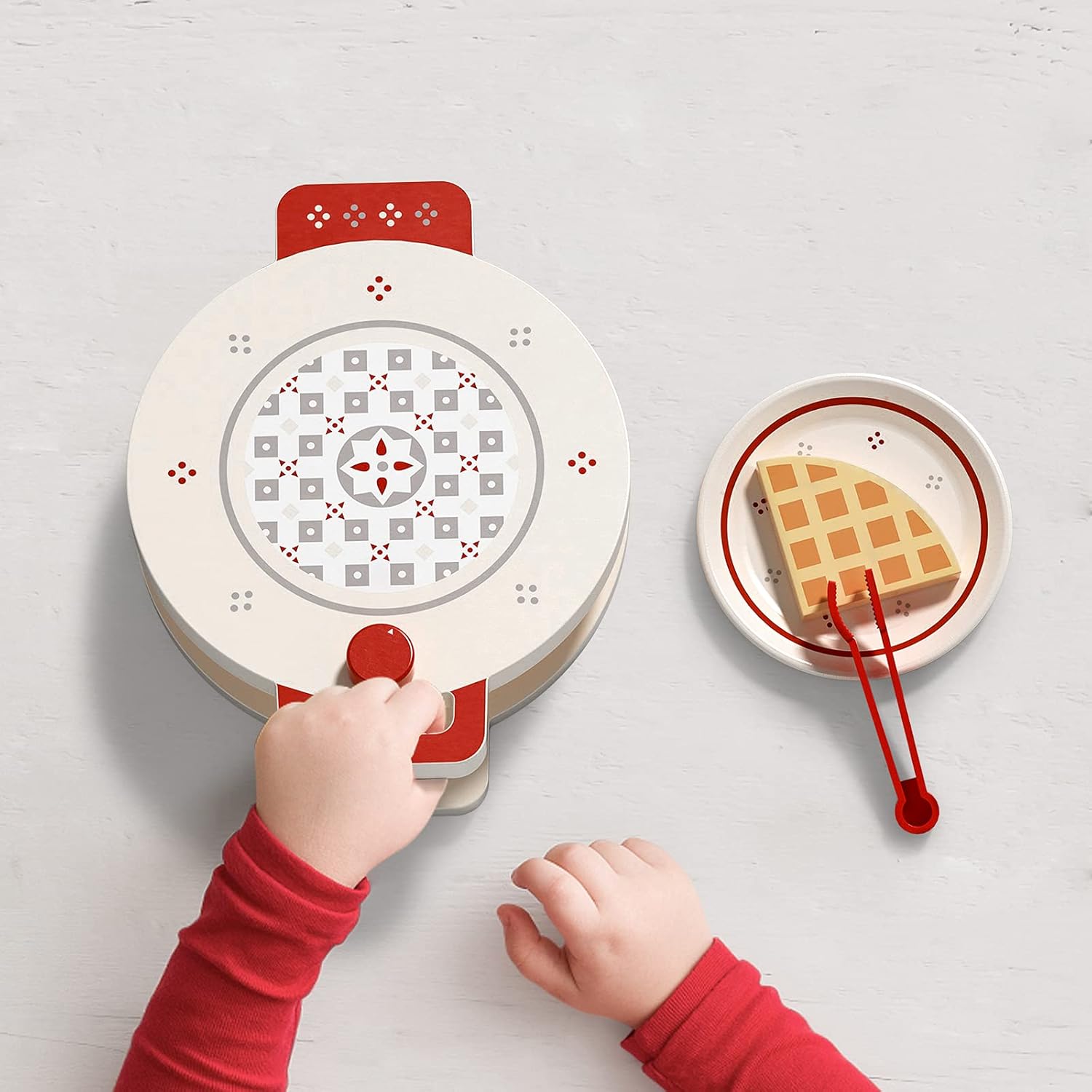 ROBUD Wood Toy Waffle Maker Pancake Pretend Play Kitchen Toy for Kids ...