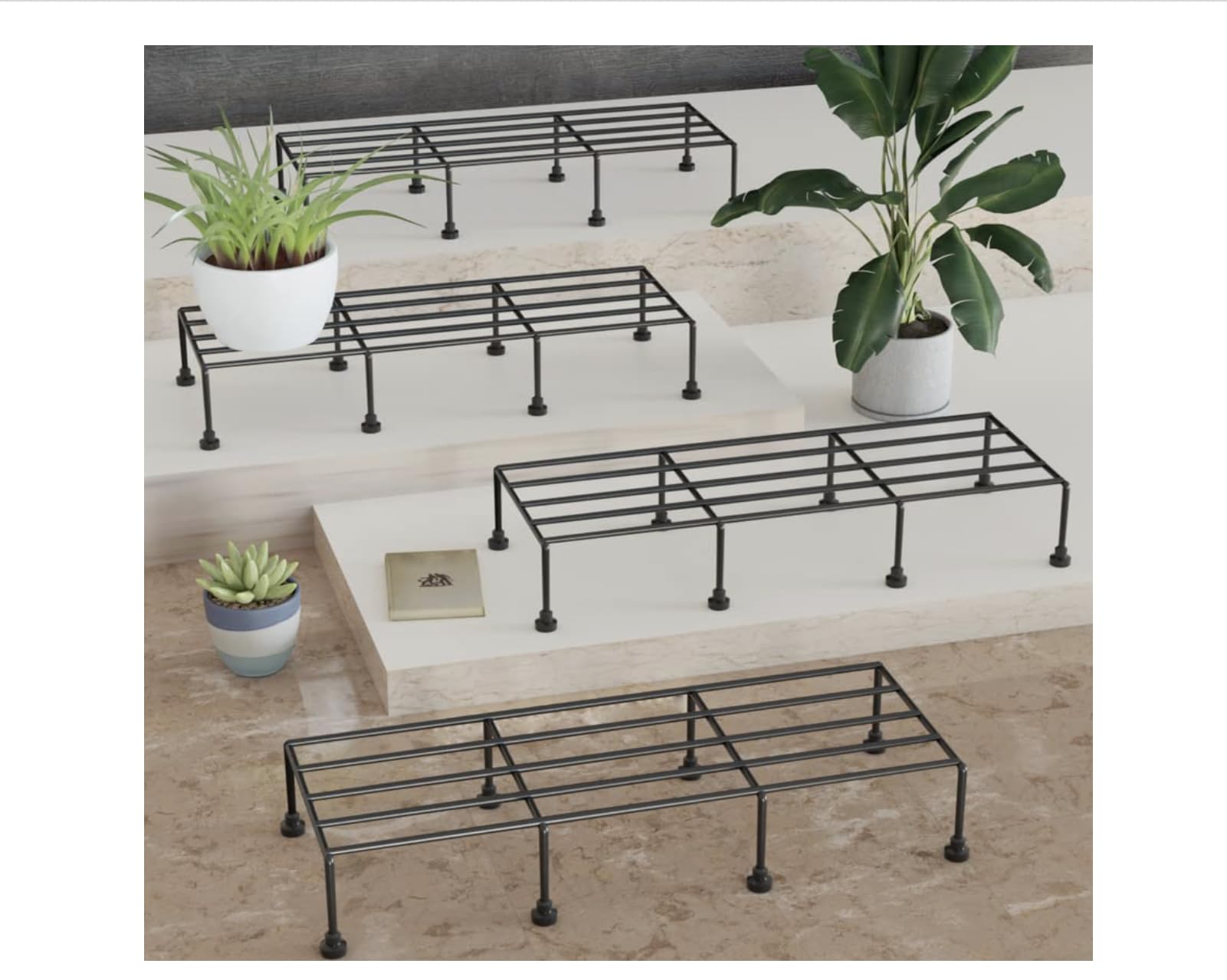 Amazon.com : Decorlives Pack of 3 Rectangular Metal Planter Stand ...