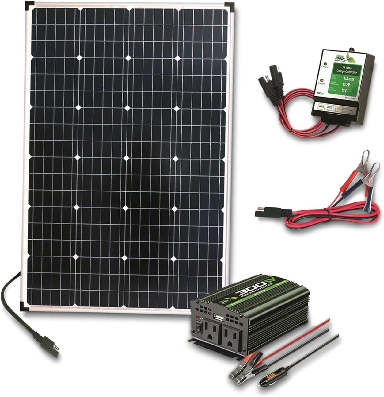 Amazon.com : 110 Watt Complete Solar Kit (300W Inverter & 11A CC ...