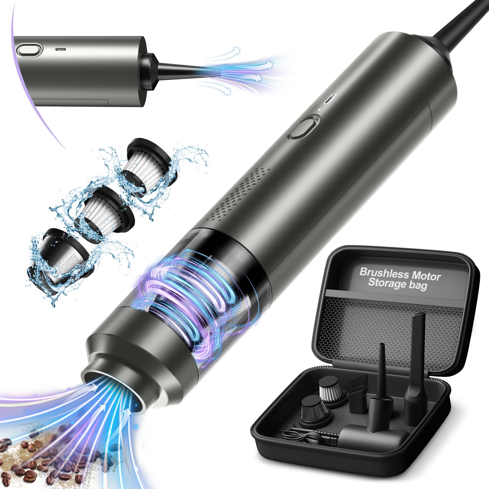 Amazon.com: WOTOU Car Vacuum Cordless Portable: 18000Pa 3 in 1 ...