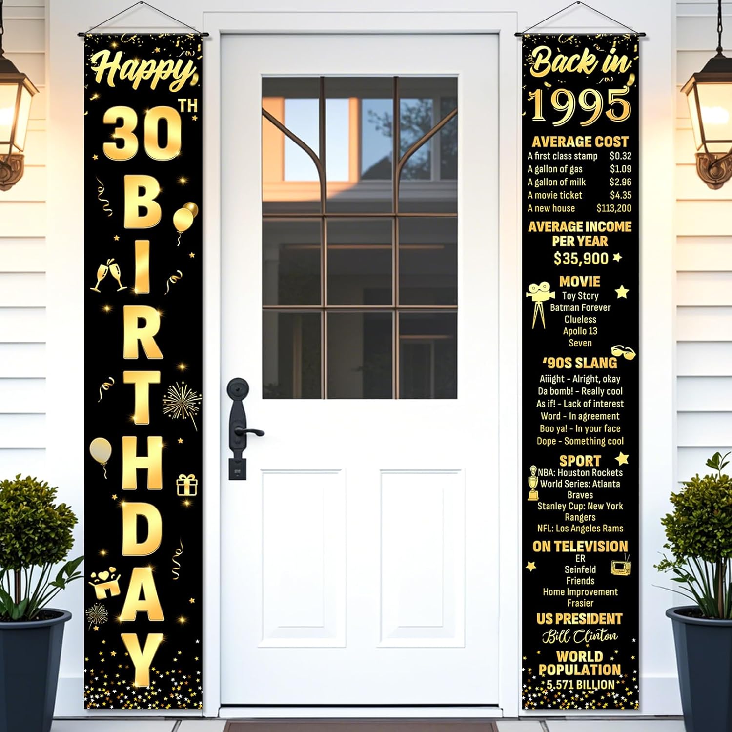 Amazon.com: 30th Birthday Door Banner Back in 1995 Cover Porch ...