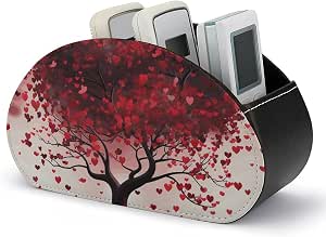 Rrtsmsgh Red Love Heart Tree Remote Control Holder - 5 Compartment, PU ...