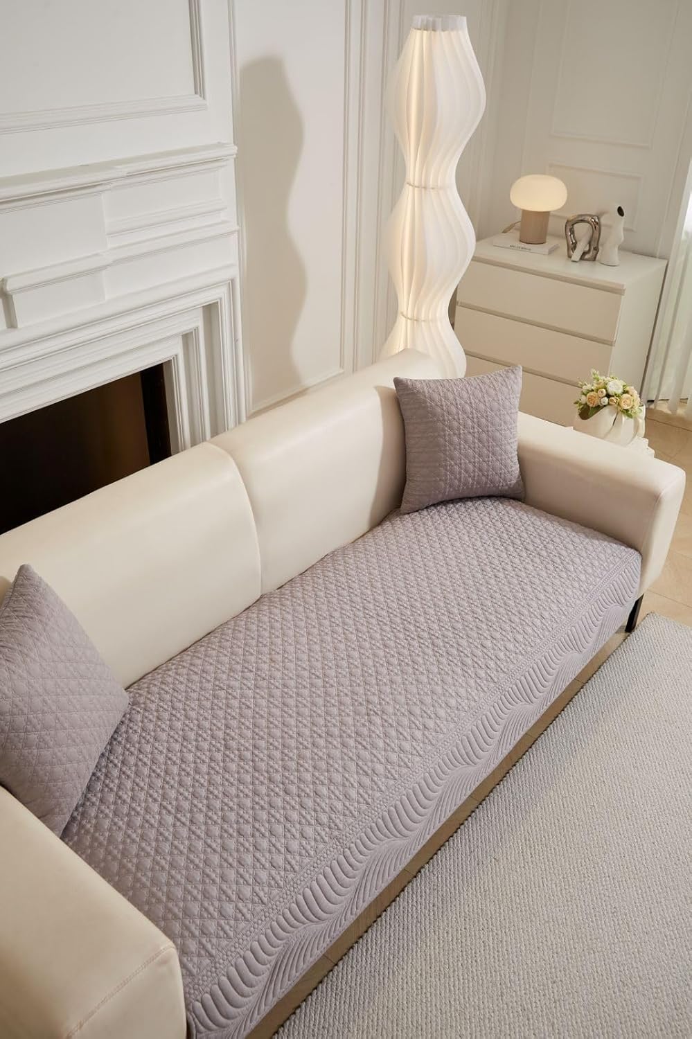 HOMETHREADS Premium Cotton Sofa Cover Mat with PVC Backing for Non-Slip ...