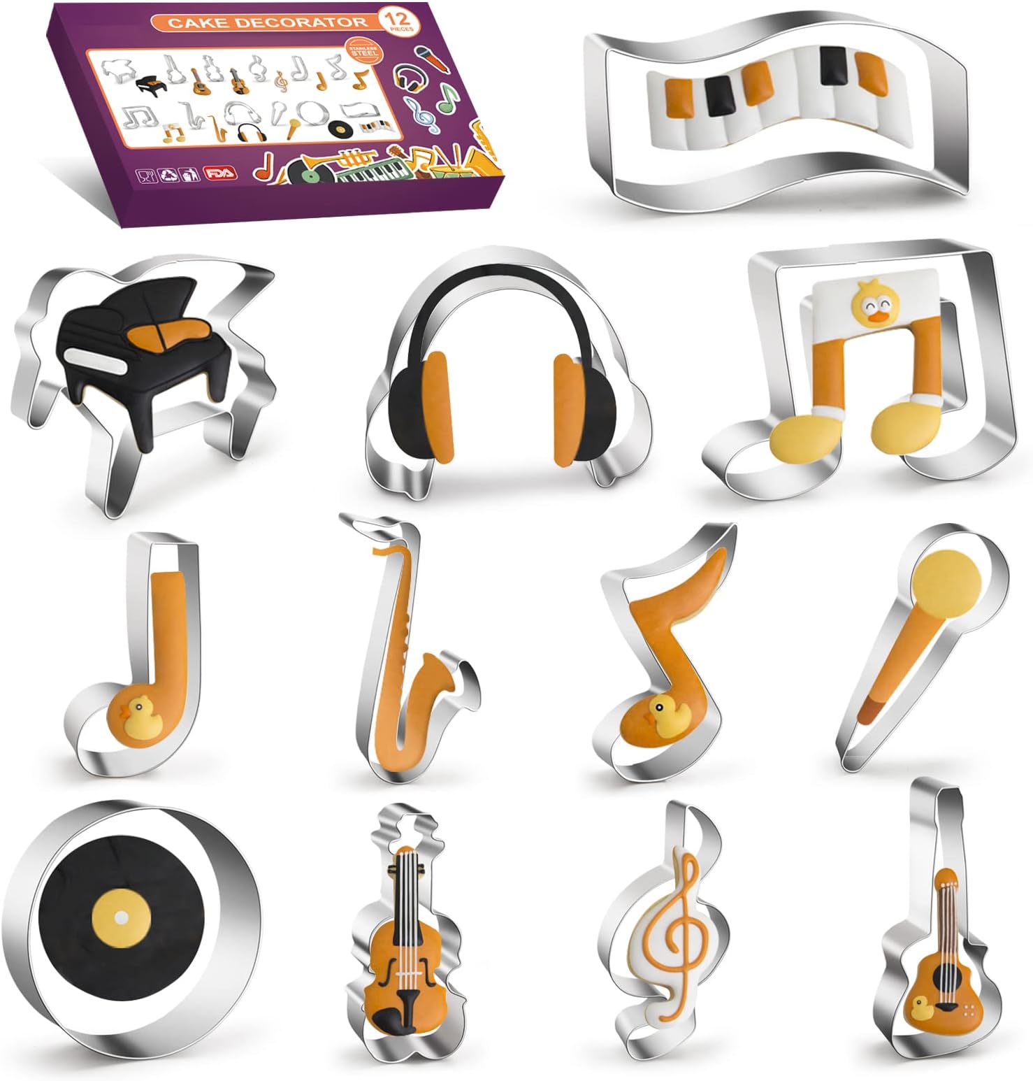 Amazon.com: Music Notes Cookie Cutters Set - 8pcs Music Note Fondant ...