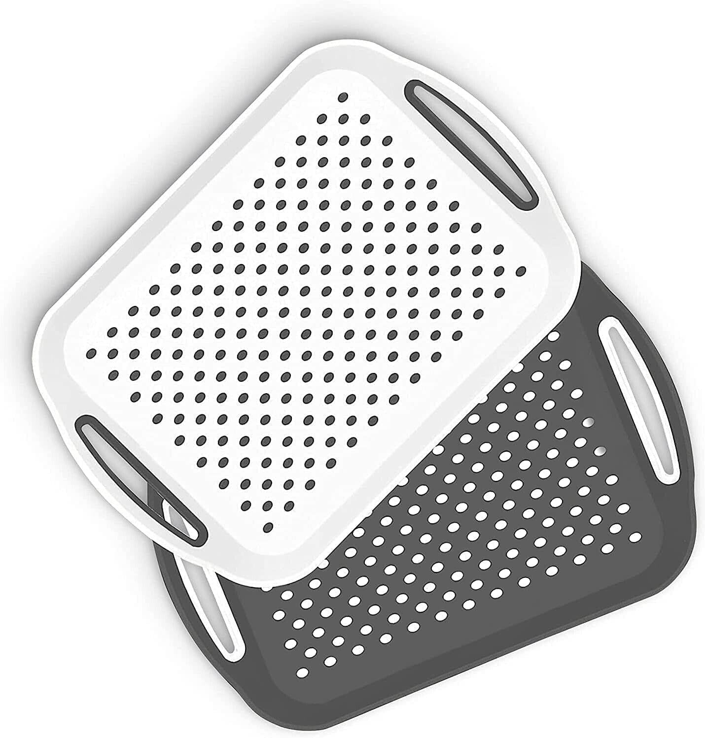 DUZZBEE 2x Set of Serving Tray Rectangular Non-Slip Durable | Dinner or ...