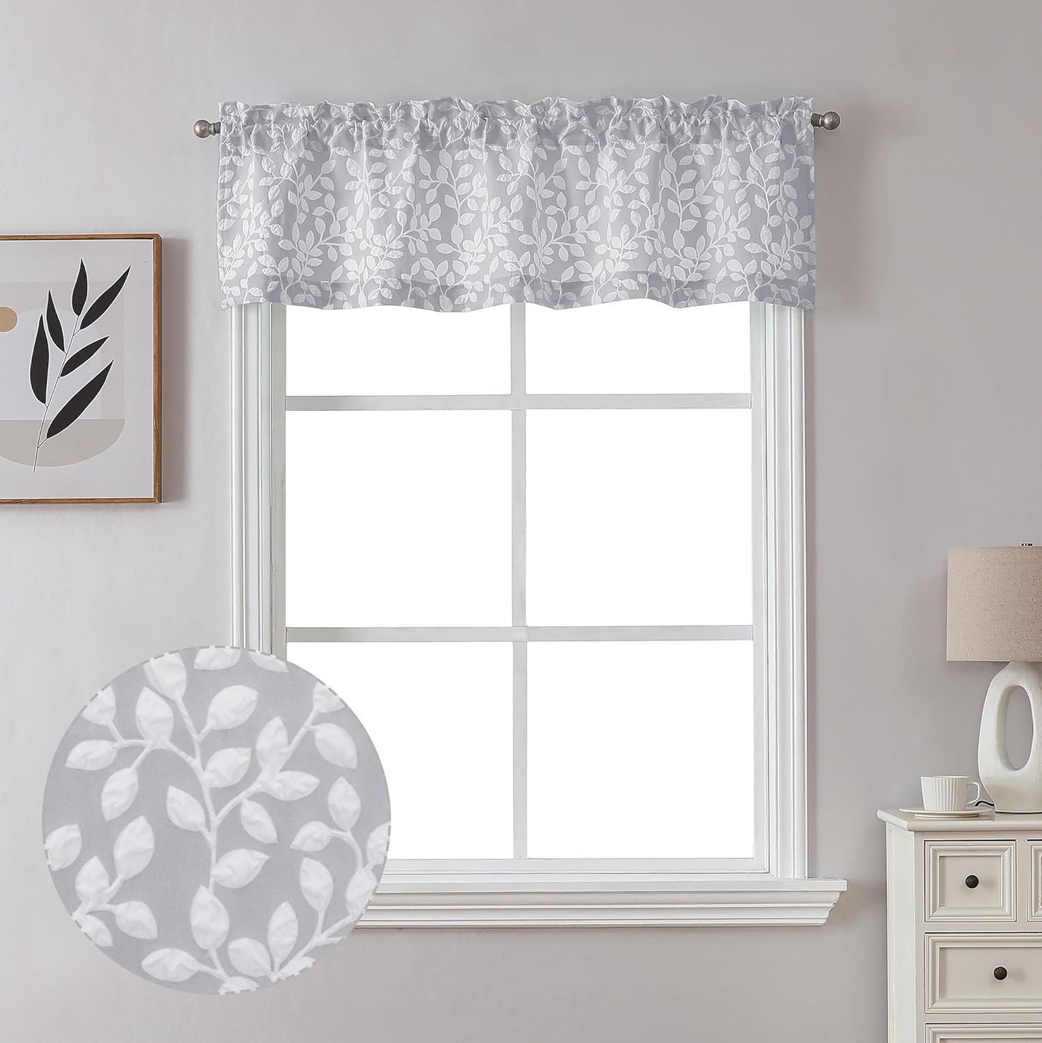Amazon.com: Chyhomenyc Anna White Grey Valances for Windows 14 Inches ...