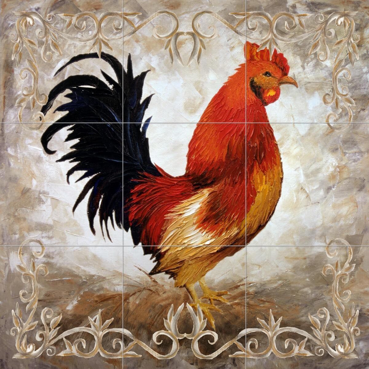 Ceramic Backsplash Tile Mural Rooster Hen Chicken Kitchen/Bathroom ...