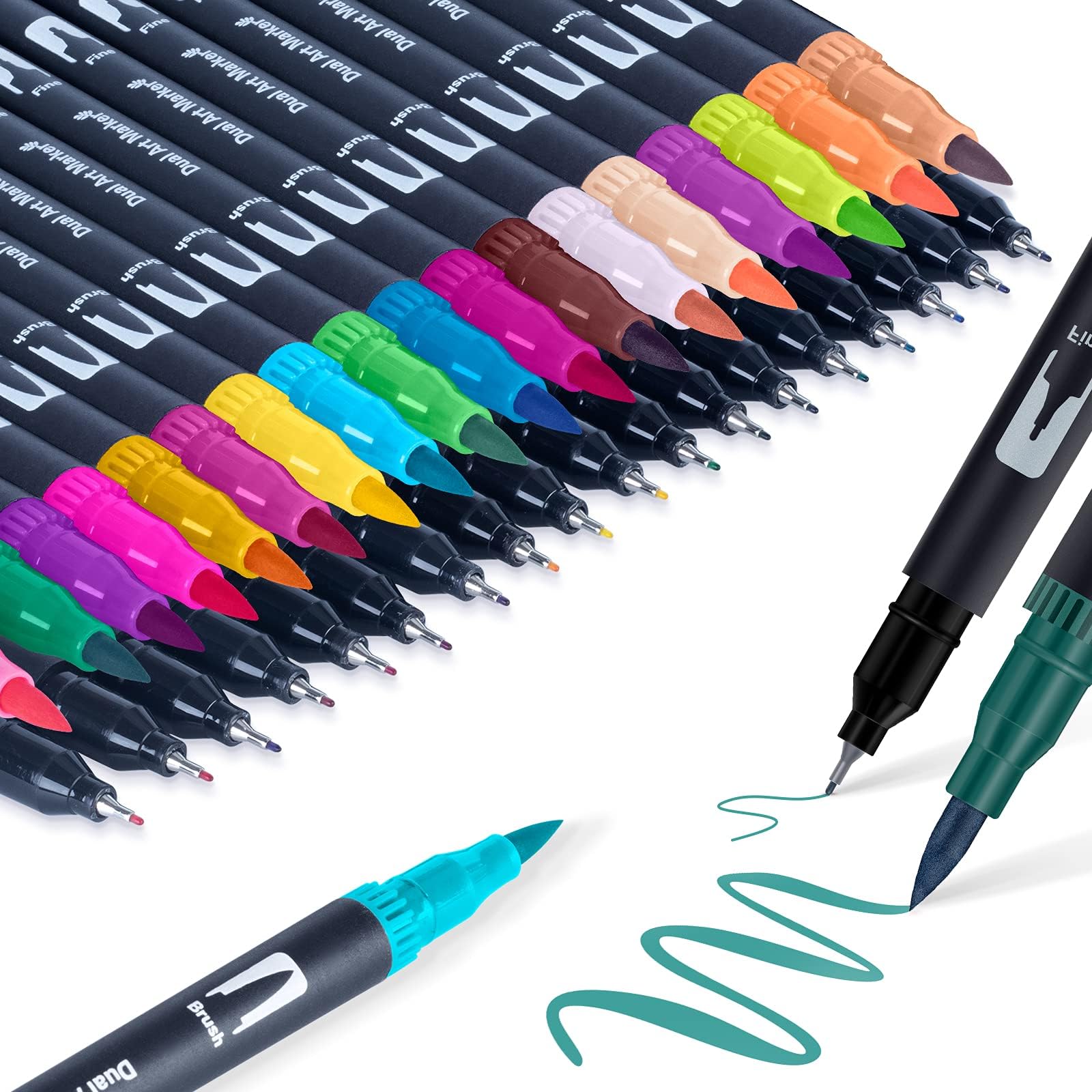 Owelth Brush Pen Set, 48 Farben Dual Tip Pinselstifte Aquarell Marker ...
