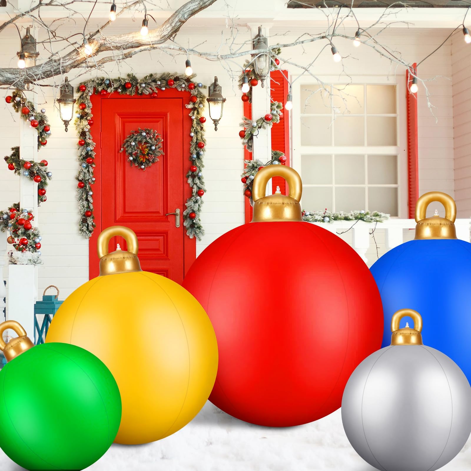 Amazon.com: Jetec 12 Pcs Light Up PVC Inflatable Christmas Ball 9 Inch ...