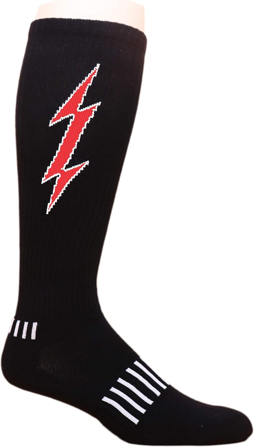 Amazon.com: MOXY Socks Insane Bolt Knee High Soccer Socks – Black ...