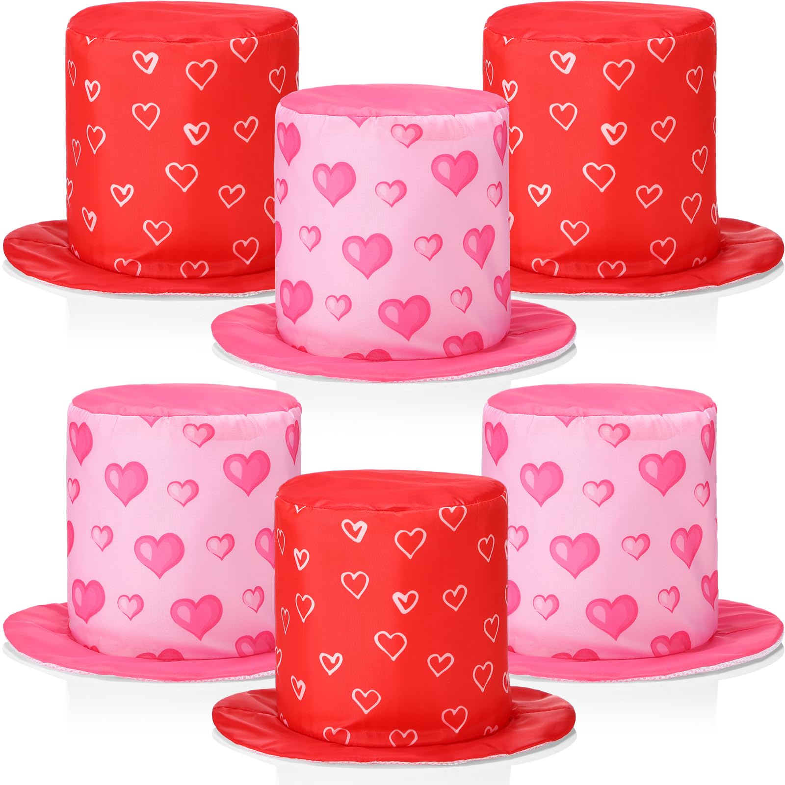 Amazon.com: Shyyween 6 Pieces Valentine's Day Top Hats Pink Red ...