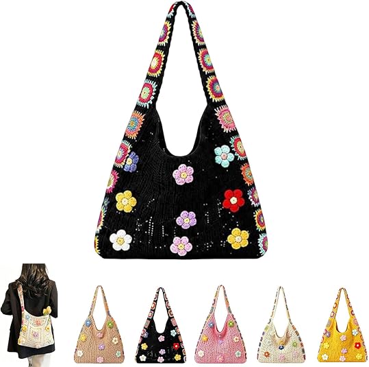Amazon.com: Casual Hollow Knit Tote Bag – Large Capacity Woven Shoulder ...