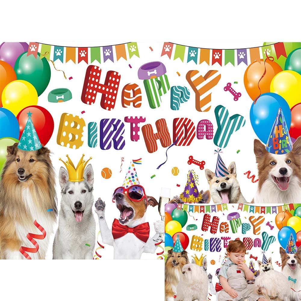 XCKALI Dog Happy Birthday Background Puppy Birthday Party Backdrop Dog ...