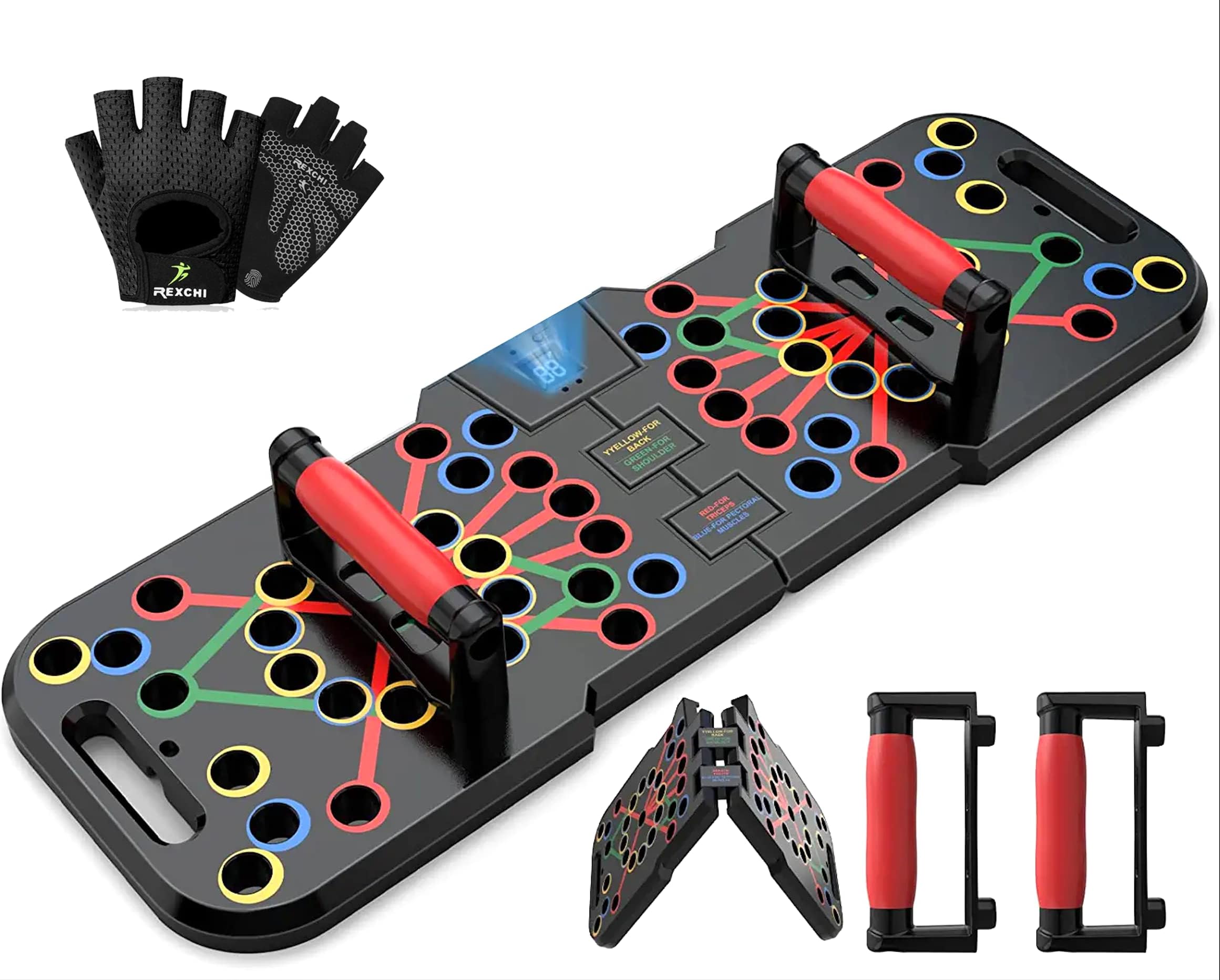 30-in-1 Adjustable Pushup Board with Rep Counter & Training Gloves ...