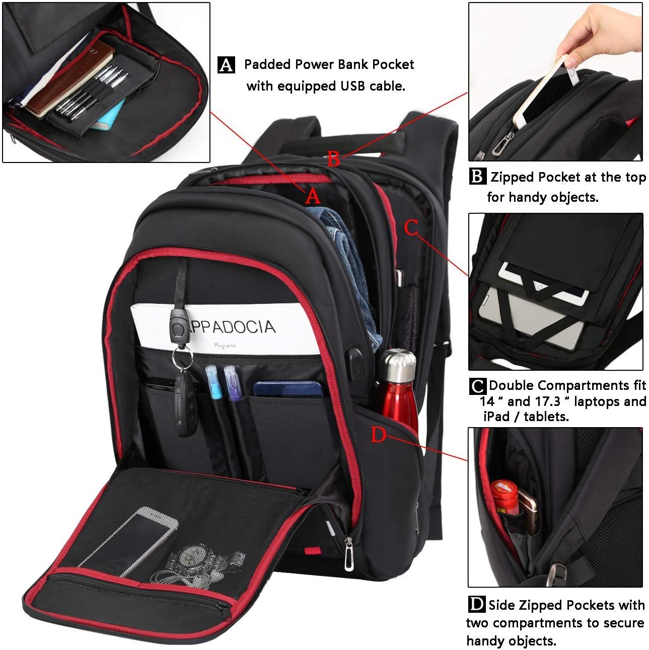 OUTJOY Laptop Backpack for Men Women,Travel Backpack Large Waterproof ...