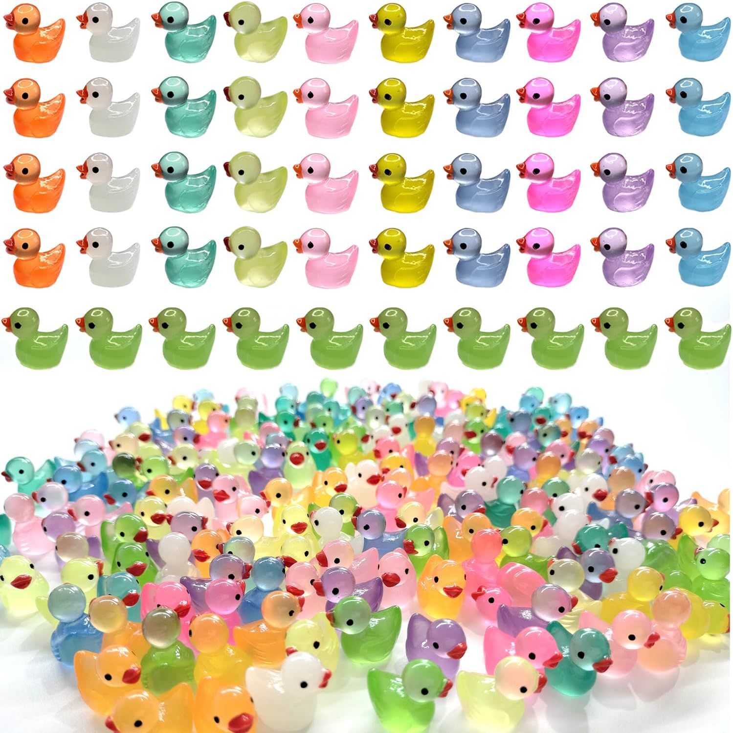 Amazon.com: Cidinge 220 Pcs Mini Resin Ducks Luminous Tiny Ducks ...