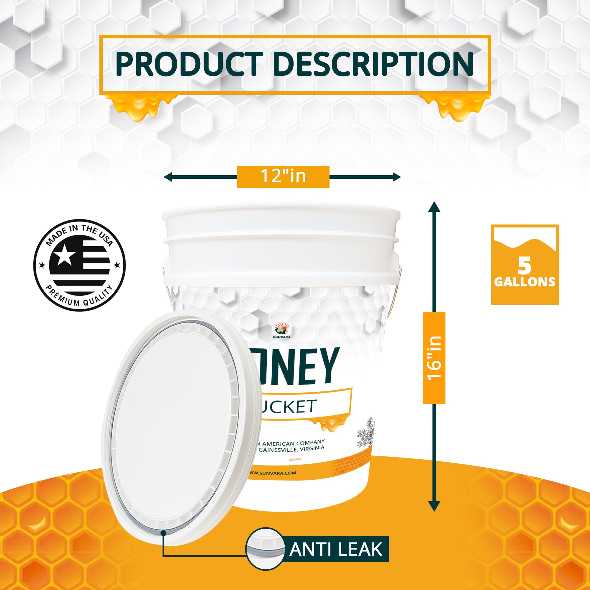 Snapklik.com : Honey Bucket 5 Gallon Food-Grade PP 20L Capacity Bucket ...