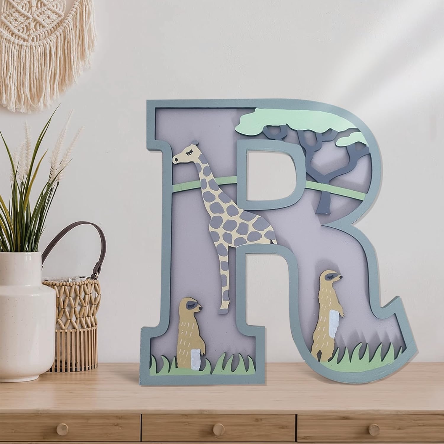 Amazon.com: urbanNEST Custom Kids Room Name Sign, Safari Themed Letters ...