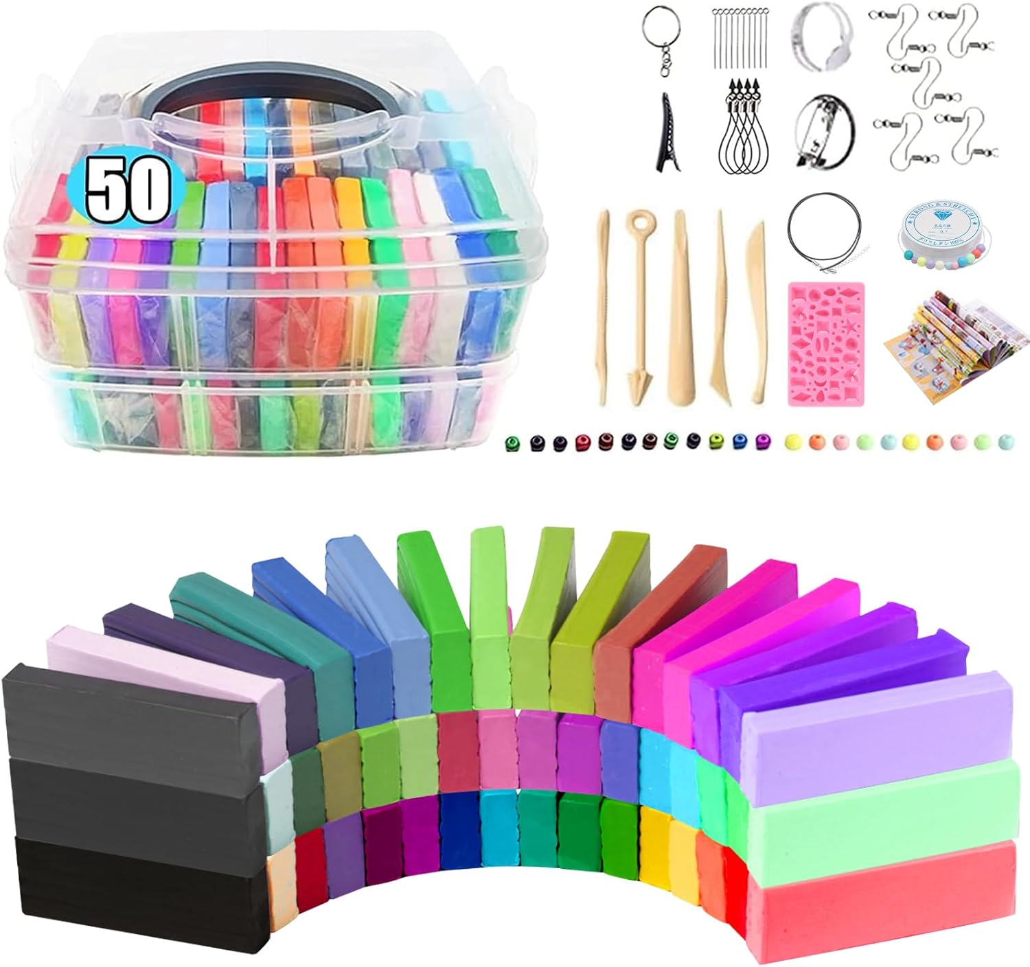 104 Piezas Kit de arcilla para modelar secado al aire, Incluye 50 ...