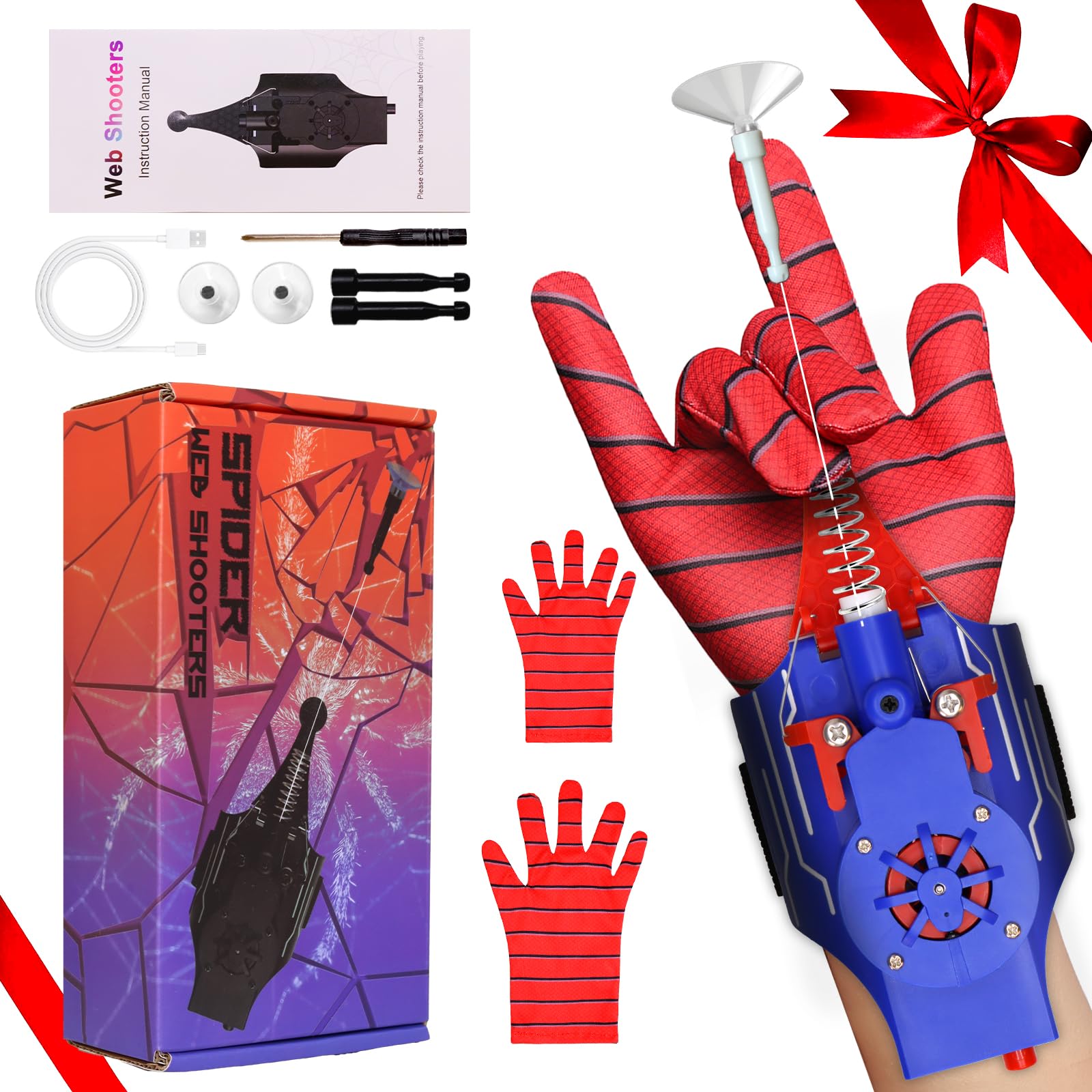 Amazon.com: AQEWK Spider Web Shooter with Gloves, 8 FT Real Web ...