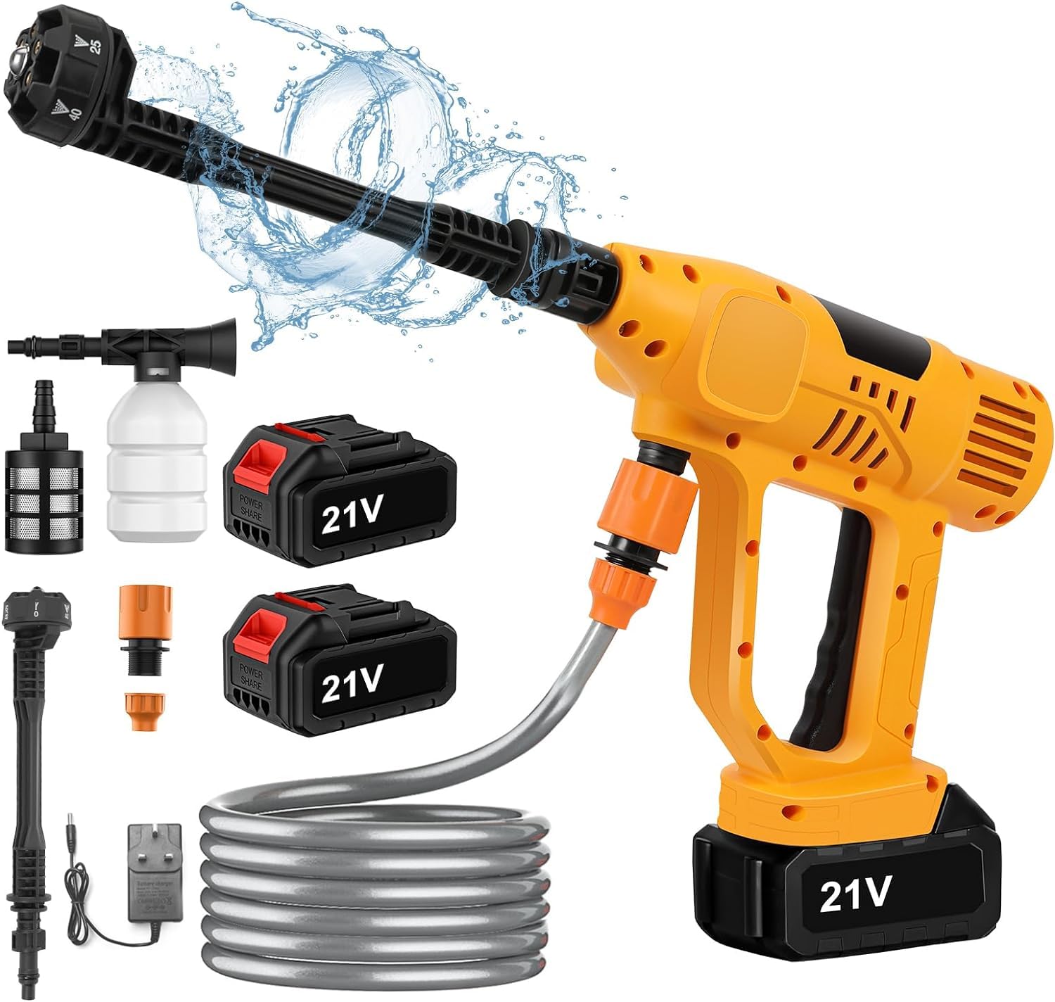 Cordless Pressure Washer, Portable Power Washer with 2 x 6000mAh ...