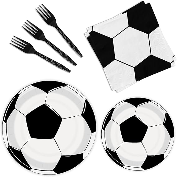 Amazon.com: BQK 96 Pcs Soccer Plates and Napkins Party Supplies Soccer ...