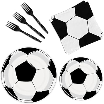 Amazon.com: BQK 96 Pcs Soccer Plates and Napkins Party Supplies Soccer ...