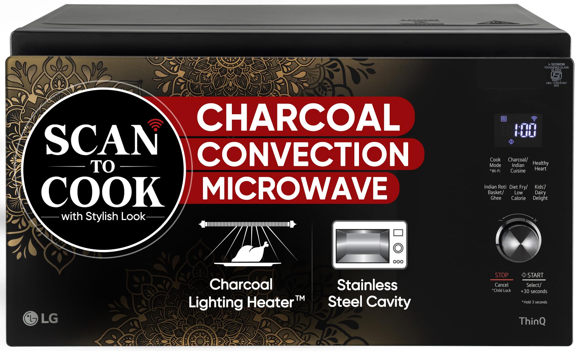 LG 32 L Scan to Cook Wi-Fi Enabled Charcoal Convection Healthy ...