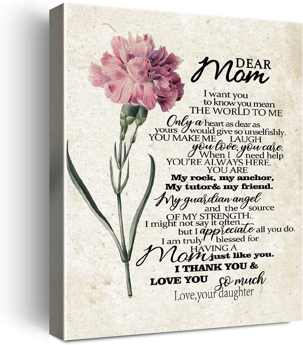 Amazon.com: Wailozco Mom Wall Decor,To Dear Mom Poem Canvas Prints ...