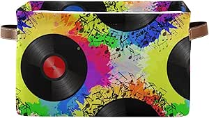 Amazon.com: Emelivor Vinyl Record Music Notes Storage Basket Bins ...