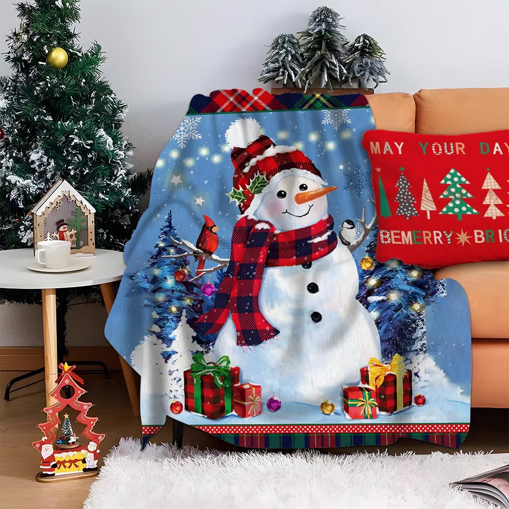 Amazon.com: Snowman Christmas Fleece Blanket Super Soft Cozy Throw ...