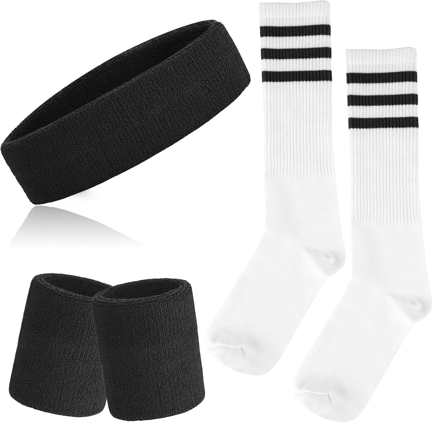 Amazon.com : ONUPGO 5 Pieces Sweatbands Striped Socks Set Sports ...