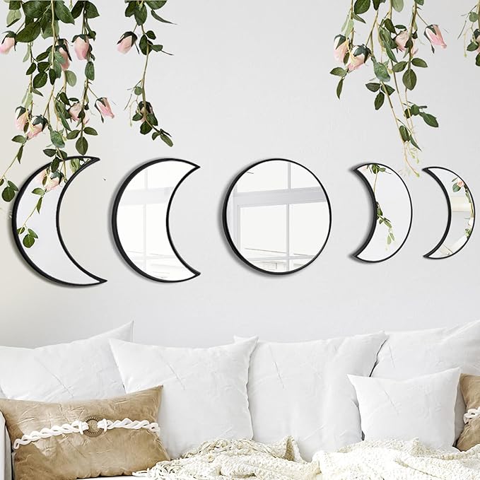 Amazon.com: YUBAIHUI Boho Moon Phase Mirror Set for Spiritual Room ...