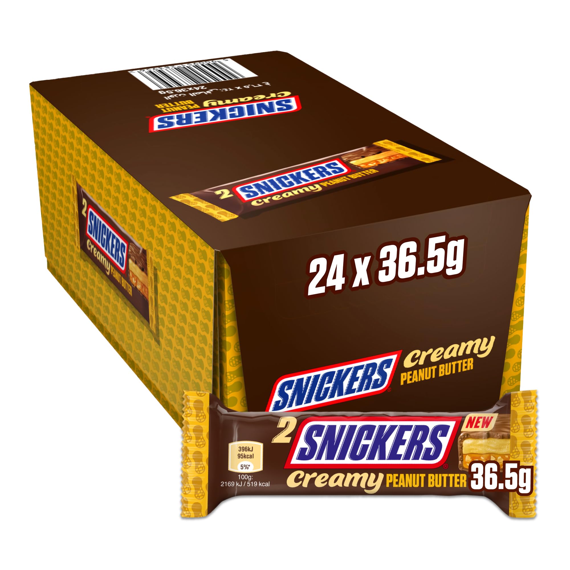 Snickers Creamy Peanut Butter Bulk Chocolate Box, Milk Chocolate Bars ...