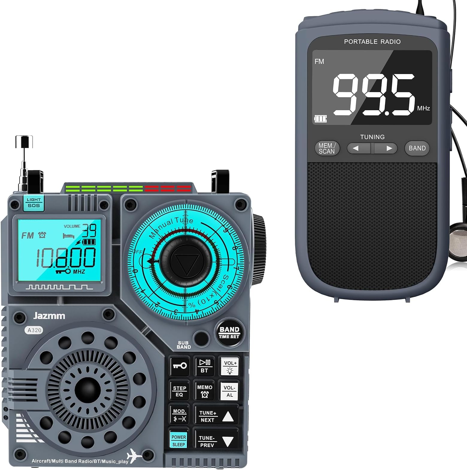 Amazon.com: Portable Shortwave Radio with 5W Bass Sound, AIR/AM/FM/VHF ...