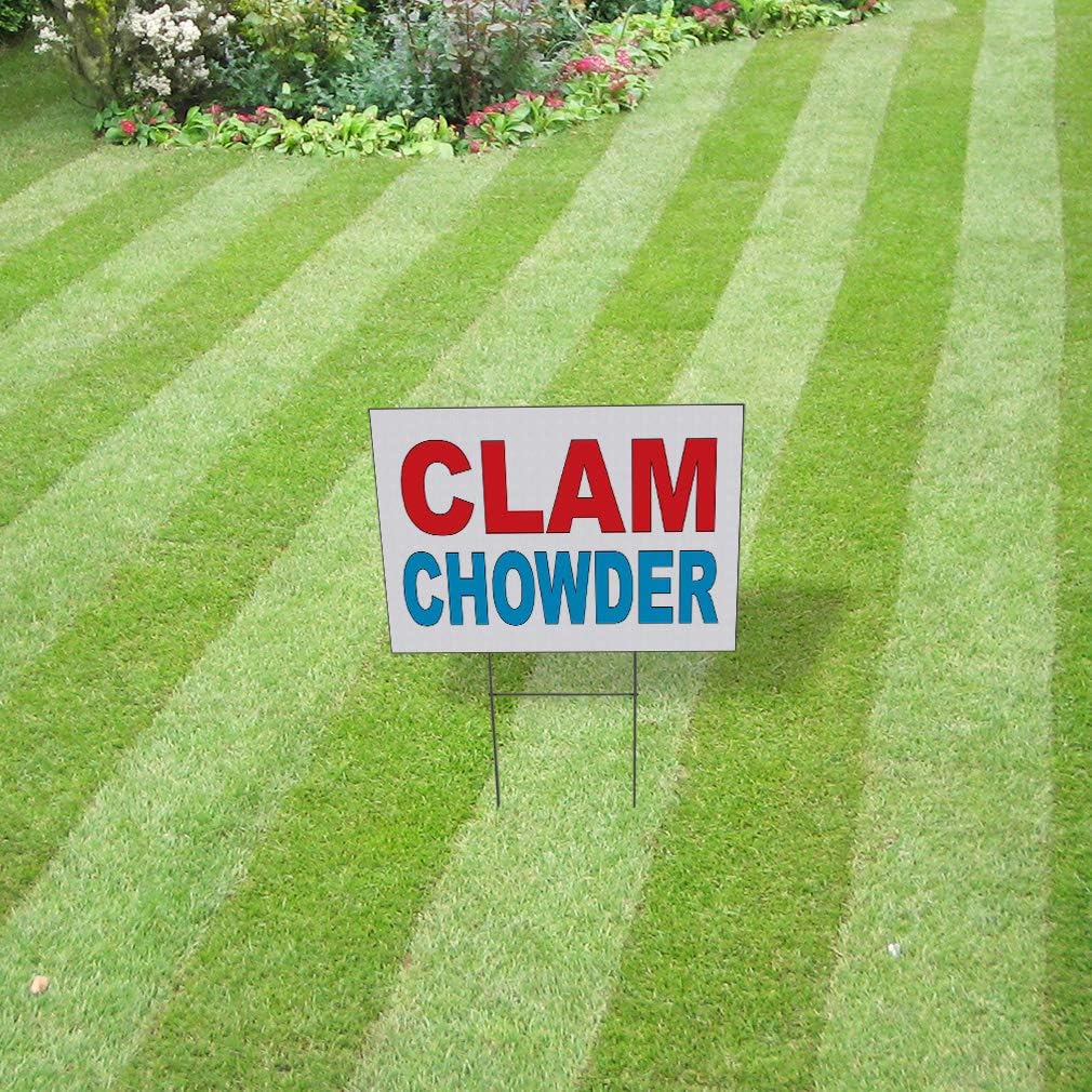 Weatherproof Yard Sign Clam Chowder Red Blue Food Bar Restaurant Truck ...