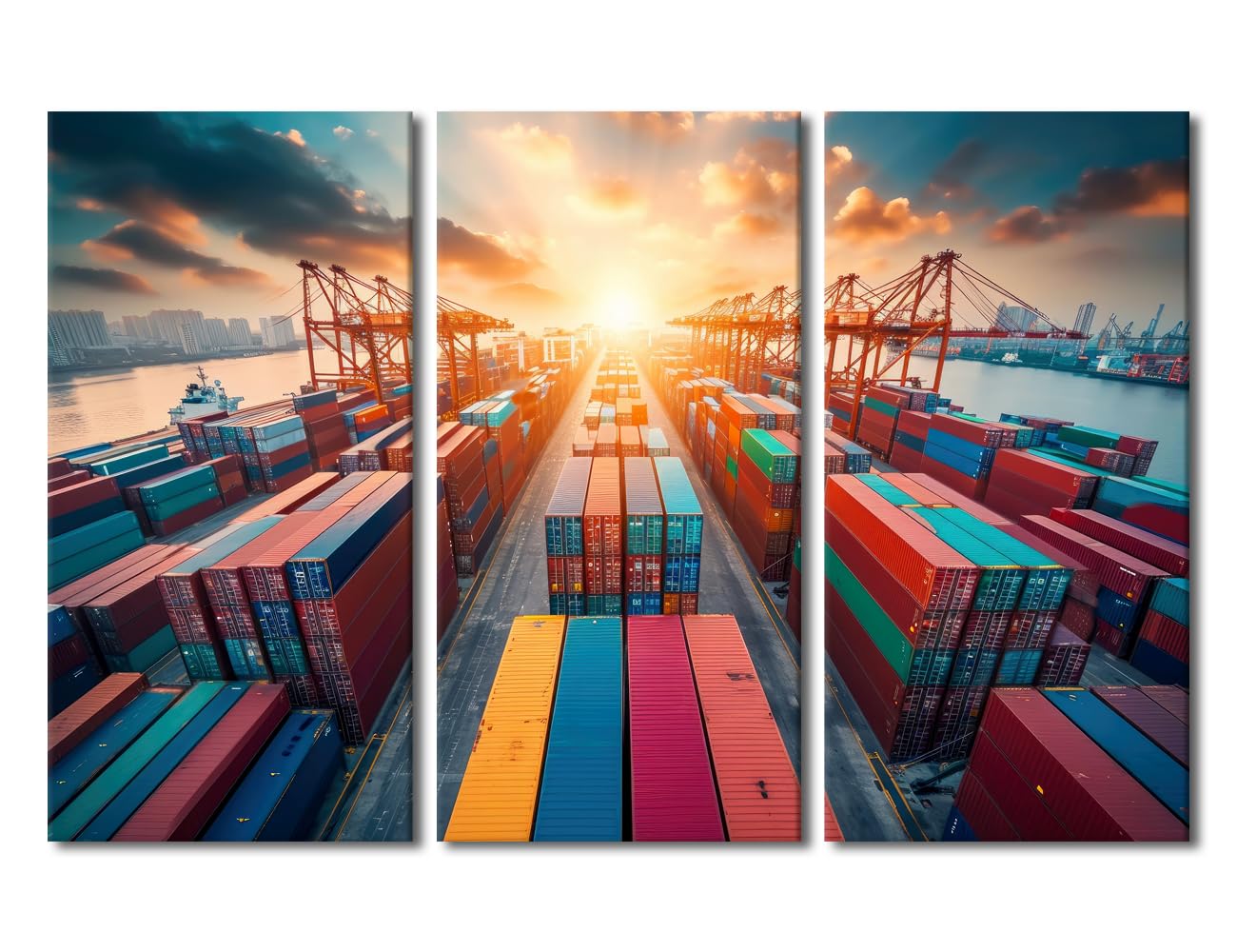 Amazon.com: 3 Panels Wall Art Logistics Painting Print On Canvas ...