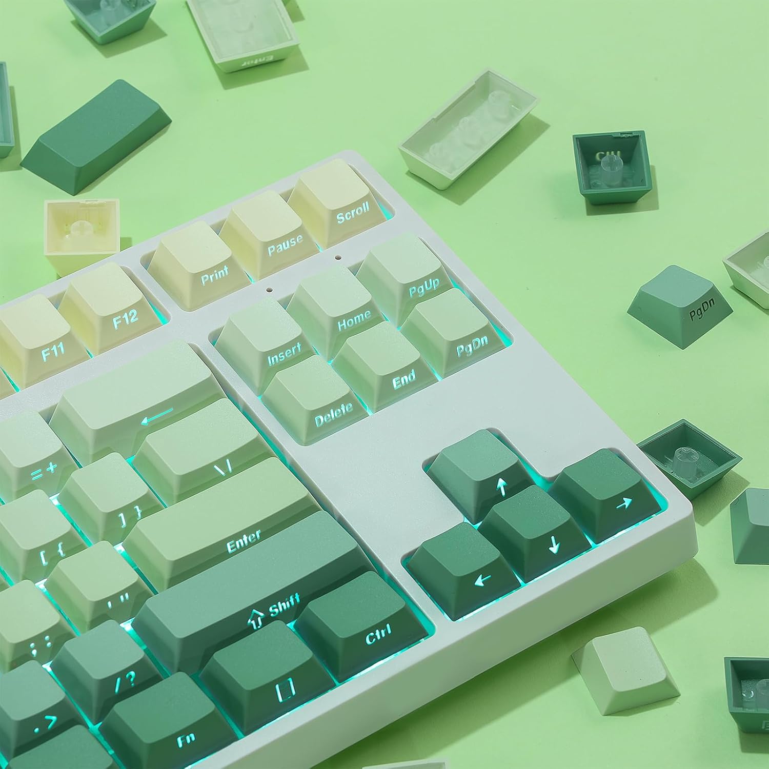 Amazon.com: Gradient Green BPT Keycaps, Cherry Profile Side Printed ...