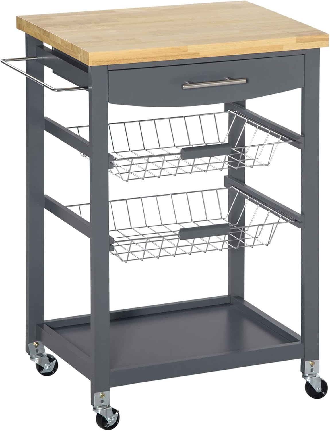 Amazon.com: HOMCOM 3-Tier Utility Kitchen Cart with Handle Bar, Steel ...
