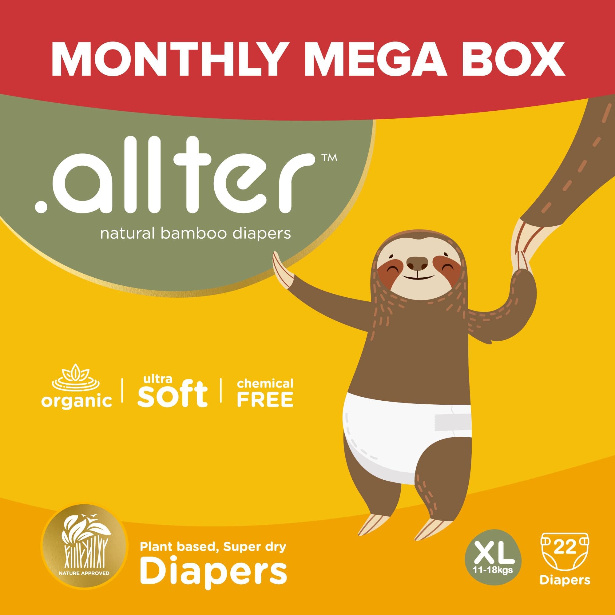 Buy .allter Organic Bamboo Diapers– Medium Size (5-8 kgs) 28 Count ...