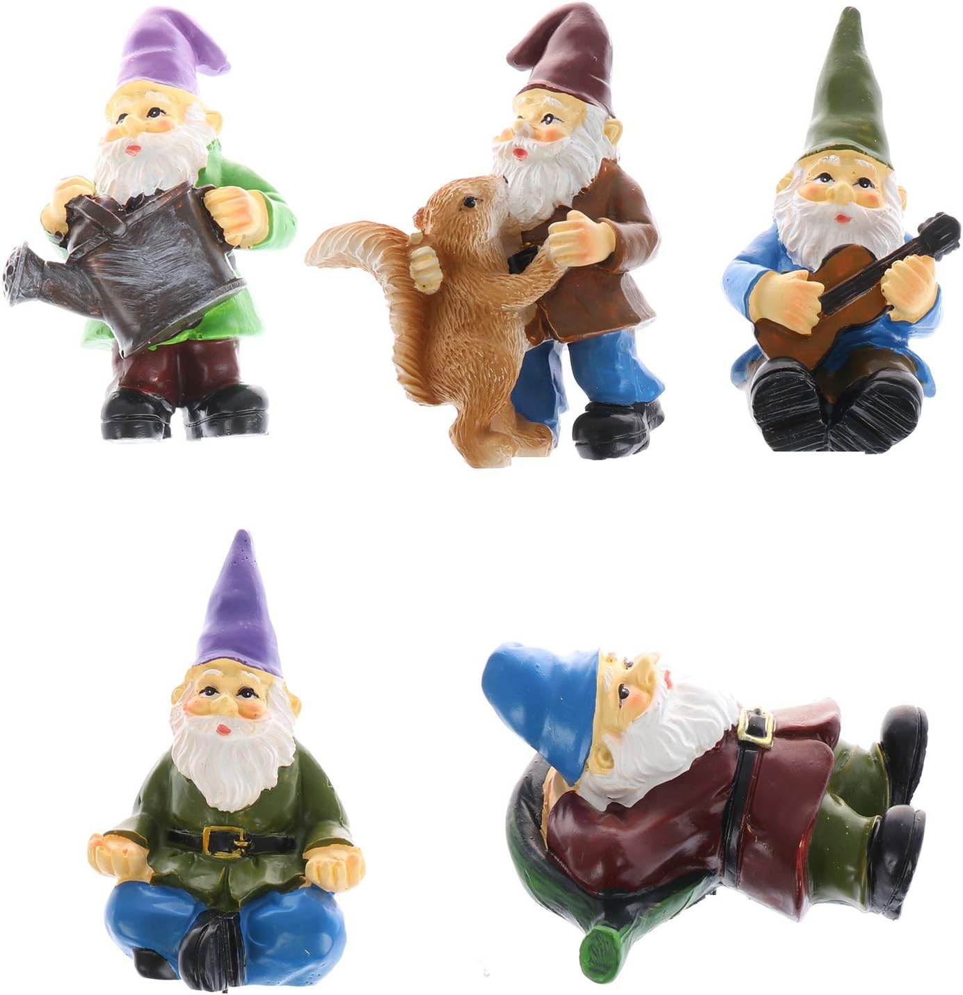 Amazon.com: Haomian Set of 5 Miniature Garden Gnomes Mini Gnome Figures ...